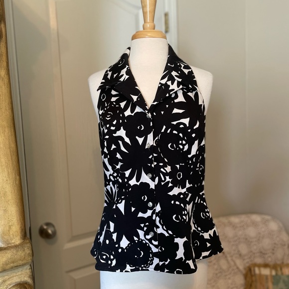 Liz Claiborne | Tops | Liz Claiborne Halter Neck Cropped Black And ...